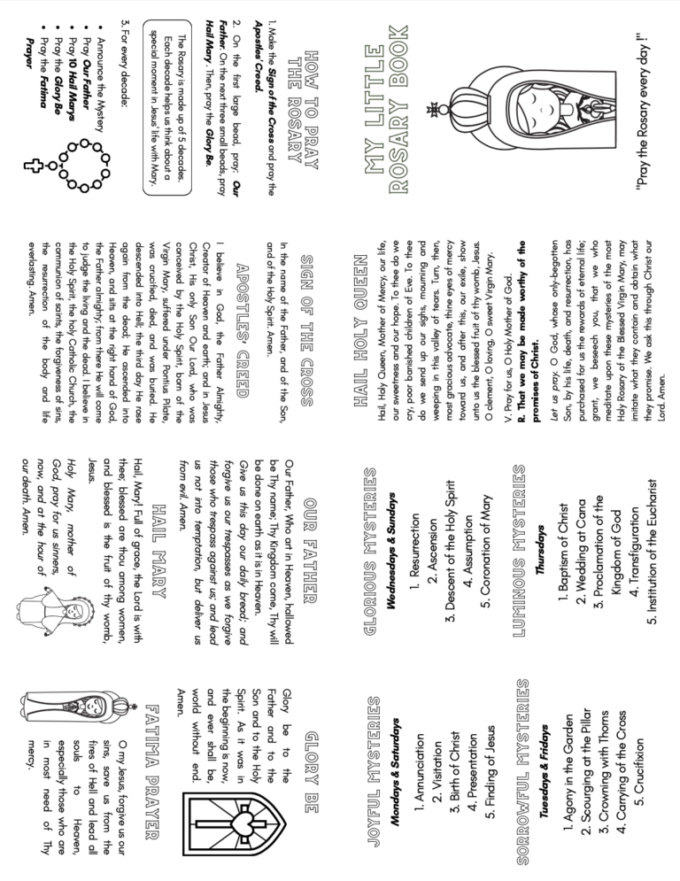 My Little Rosary Book – Free Printable for Kids! (Black & White version ...