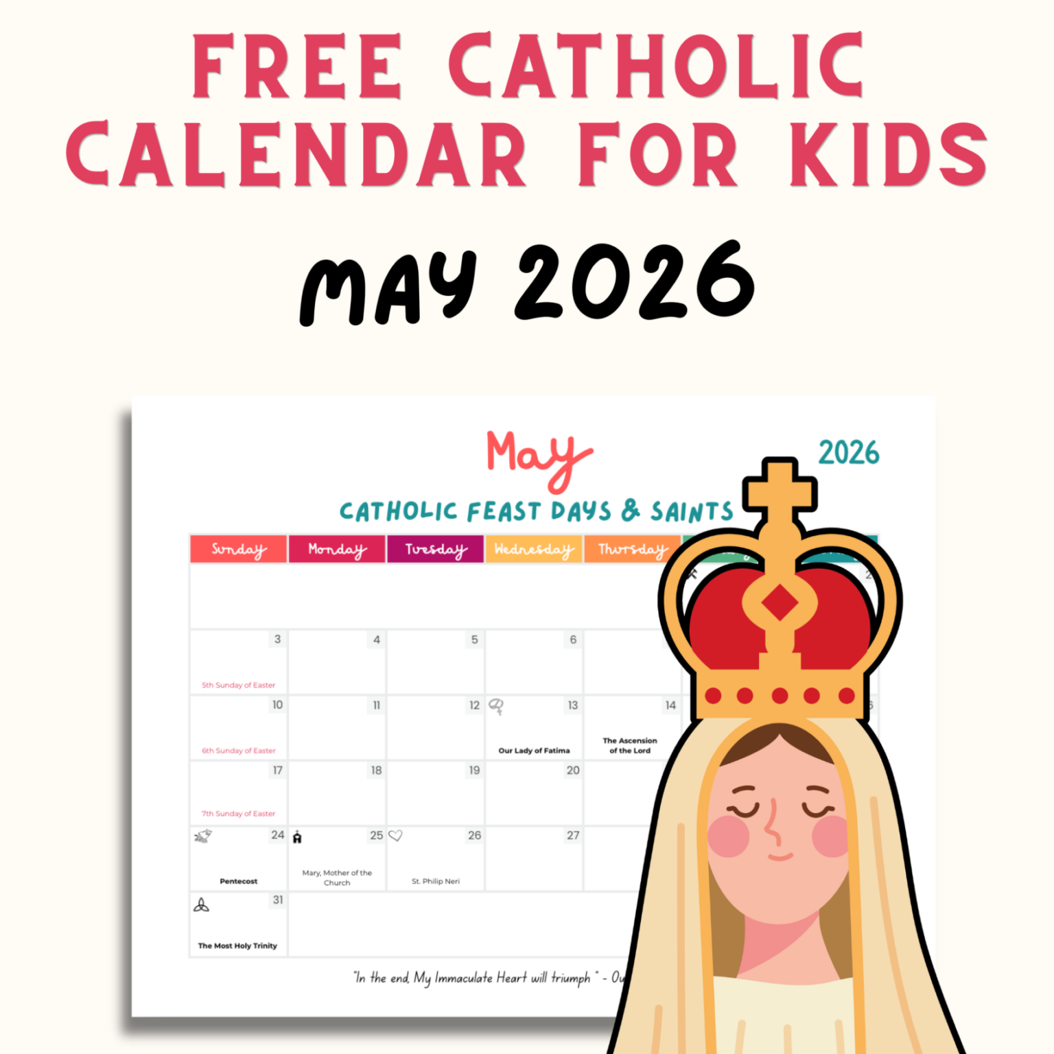 Catholic Feast Days in May 2026 — Saints Calendar + Free Printable for ...